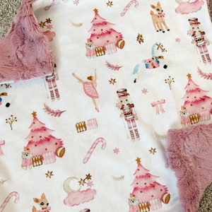 Pink Nutcracker Crib Bedding, Ballerina Baby Blanket, Pink Christmas ...
