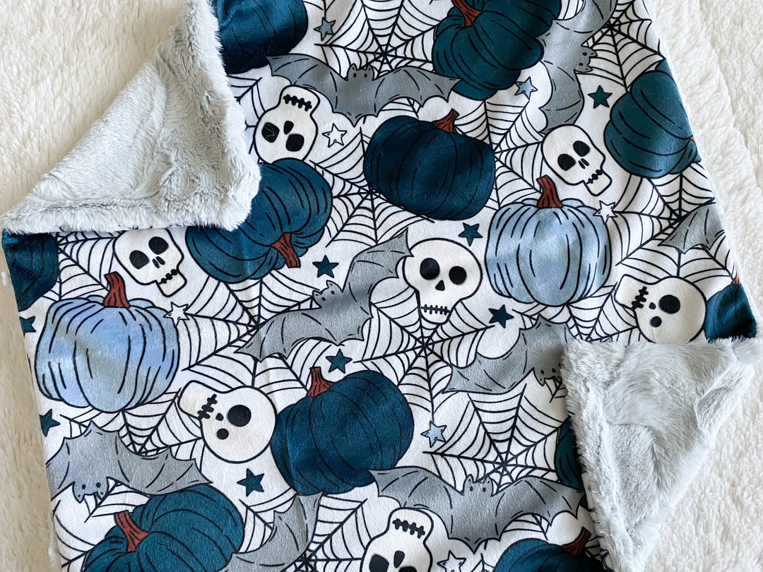 Soft Halloween Baby Blanket Boy, Skull Fall Crib Bedding, October ...