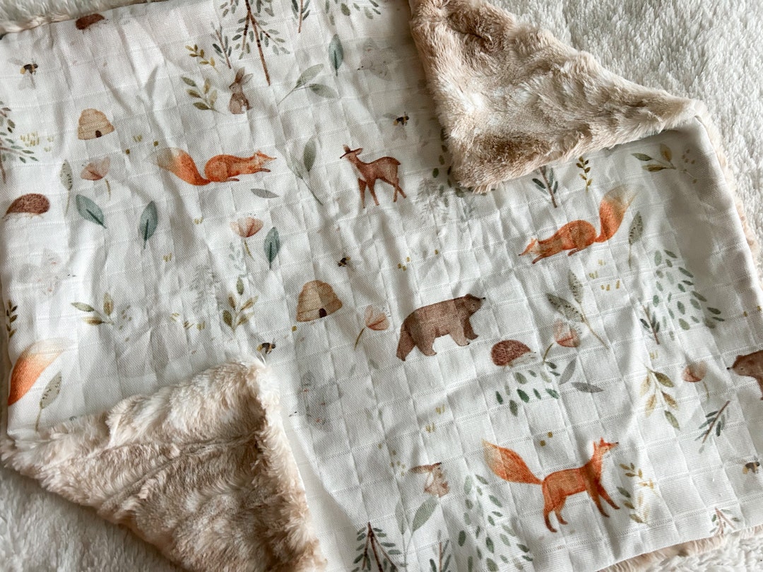 LOVEY, QUICK SHIP, Muslin Neutral Woodland Crib Bedding, Little ...