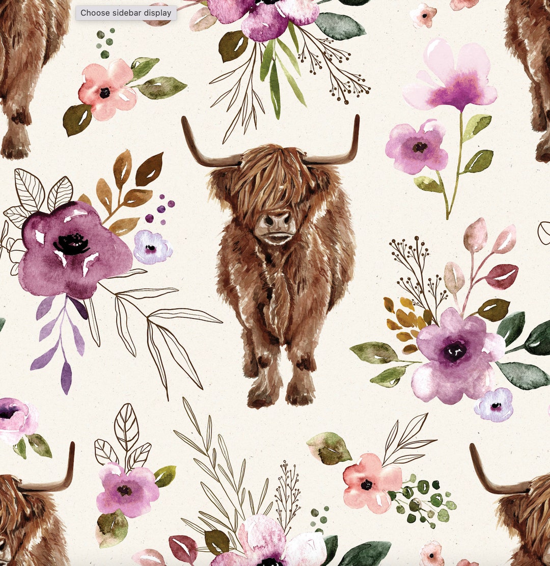 Floral Highland Cow Baby Crib Blanket, Farm Nursing Pillow Cover ...