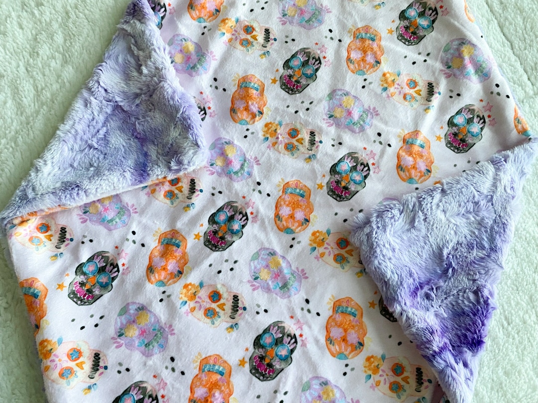 LOVEY, QUICK SHIP, Sugar Skull Baby Blanket Girl, Halloween Crib ...