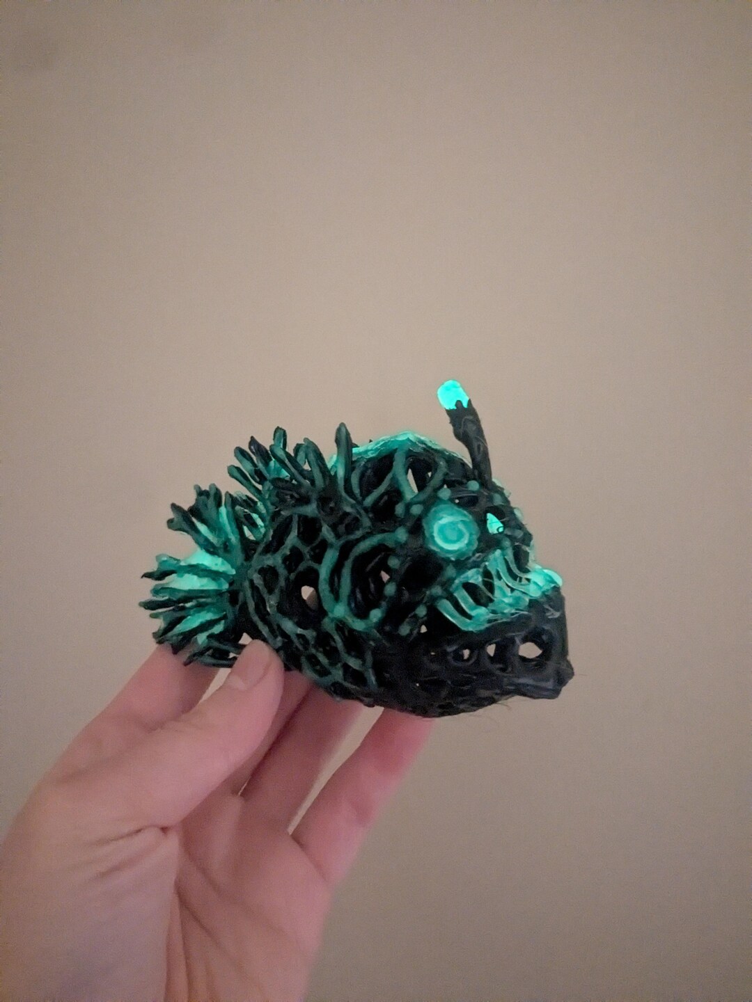 She Rises-black Seadevil Anglerfish Hot Glue Sculpture - Glow in the ...