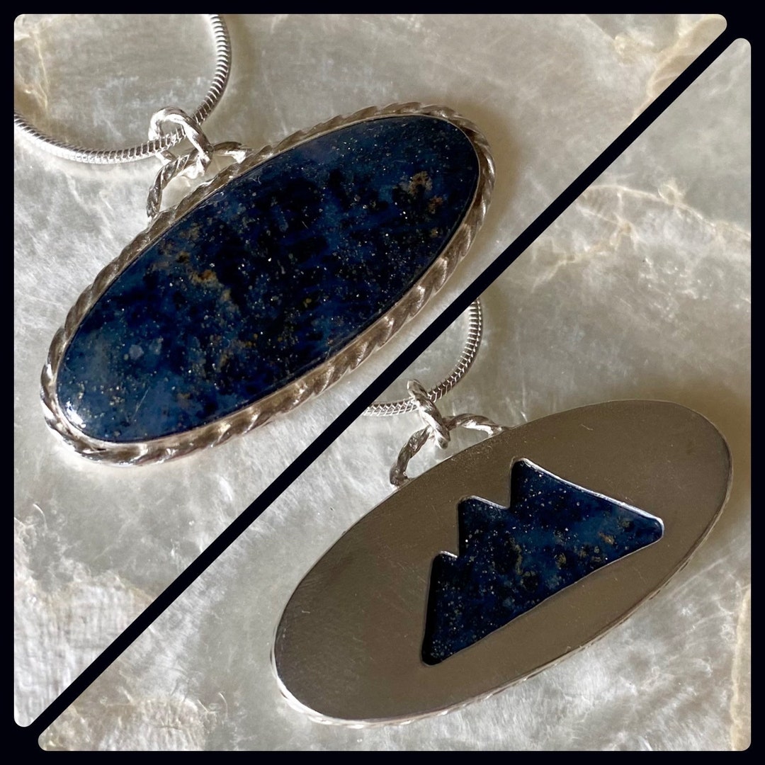 Three Peak Mountain! Large Pyrite in Agate + Sterling Silver Pendant ...