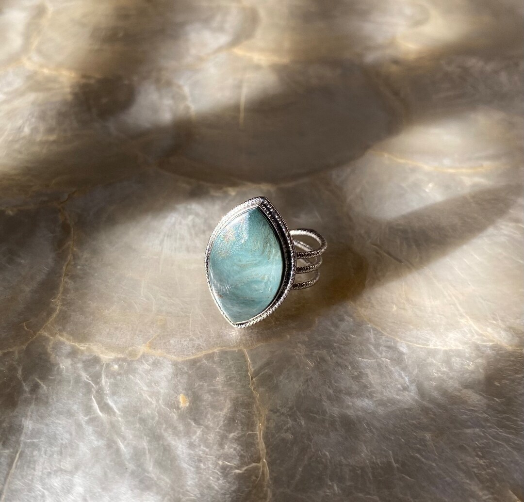 US 7 Larsonite Bogwood Jasper + Handmade Sterling Silver Ring - Etsy