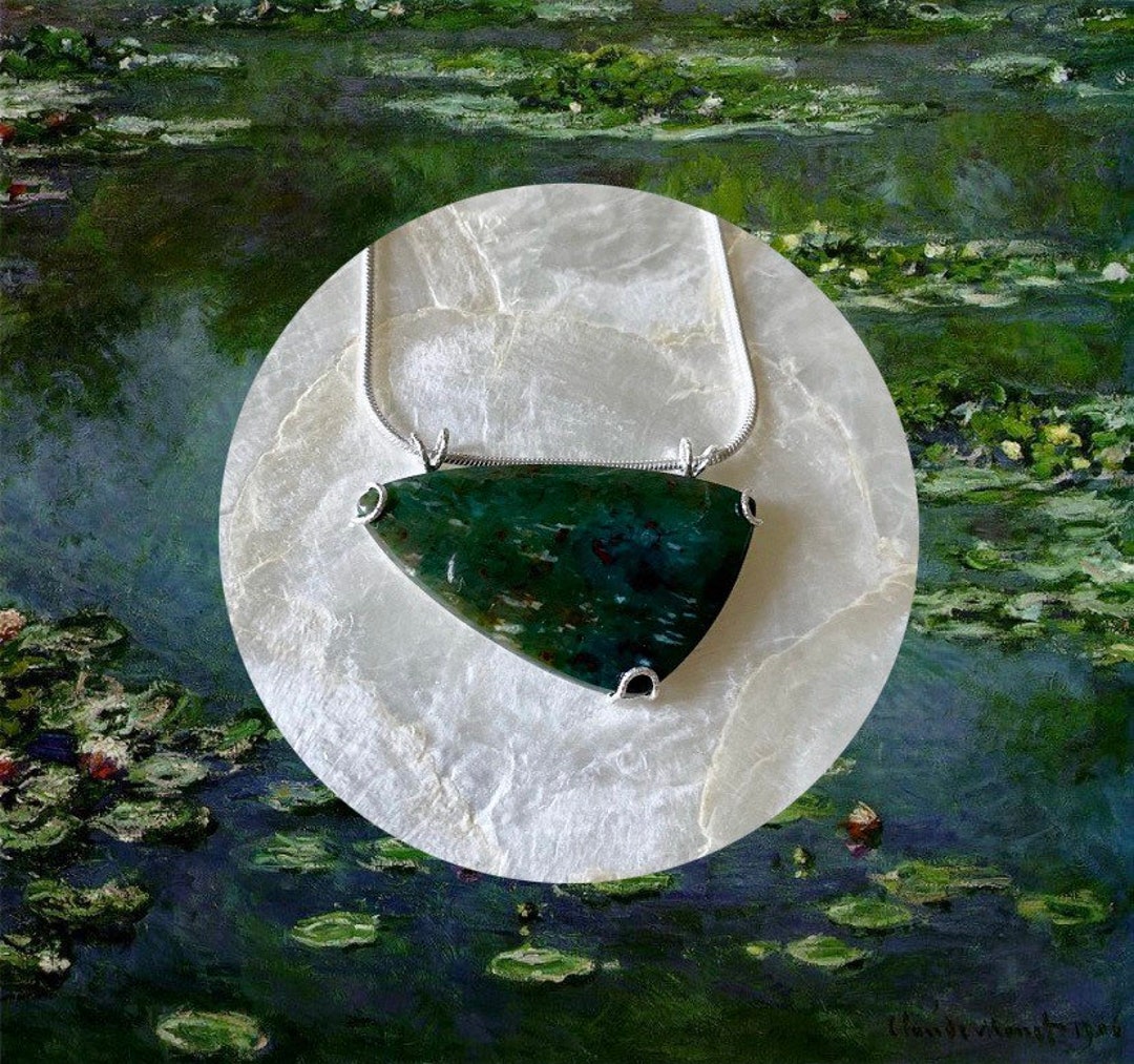 Monet Waterlilies Inspired! Dragonstone Bastite Gemstone + Handmade ...