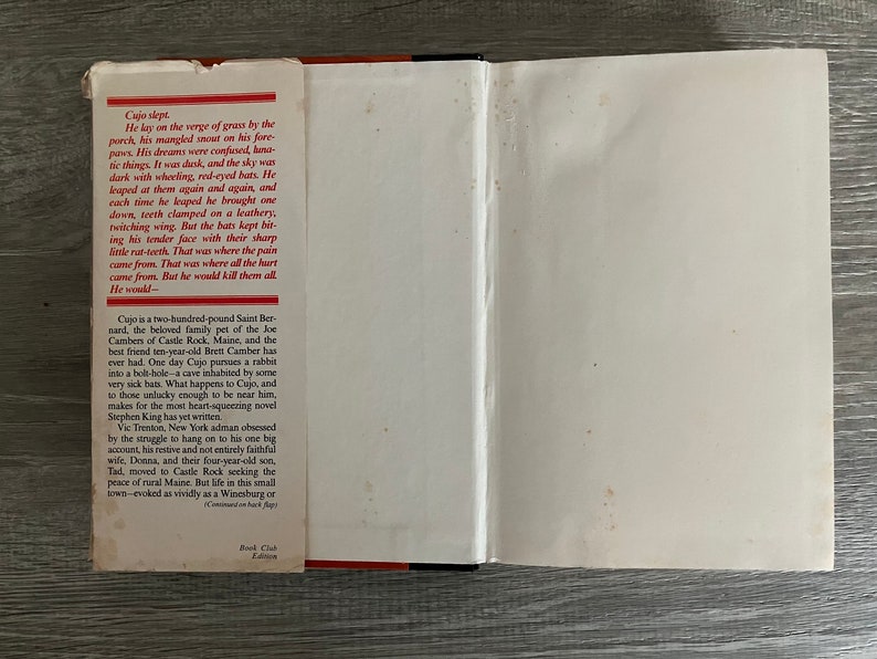 Stephen King Cujo 1981 Book Club Edition - Etsy