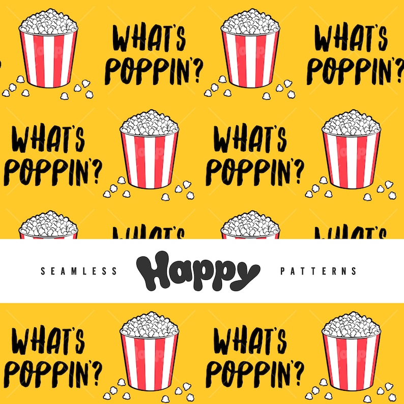 What's Poppin? Popcorn - Yellow (seamless Digital File) - Etsy