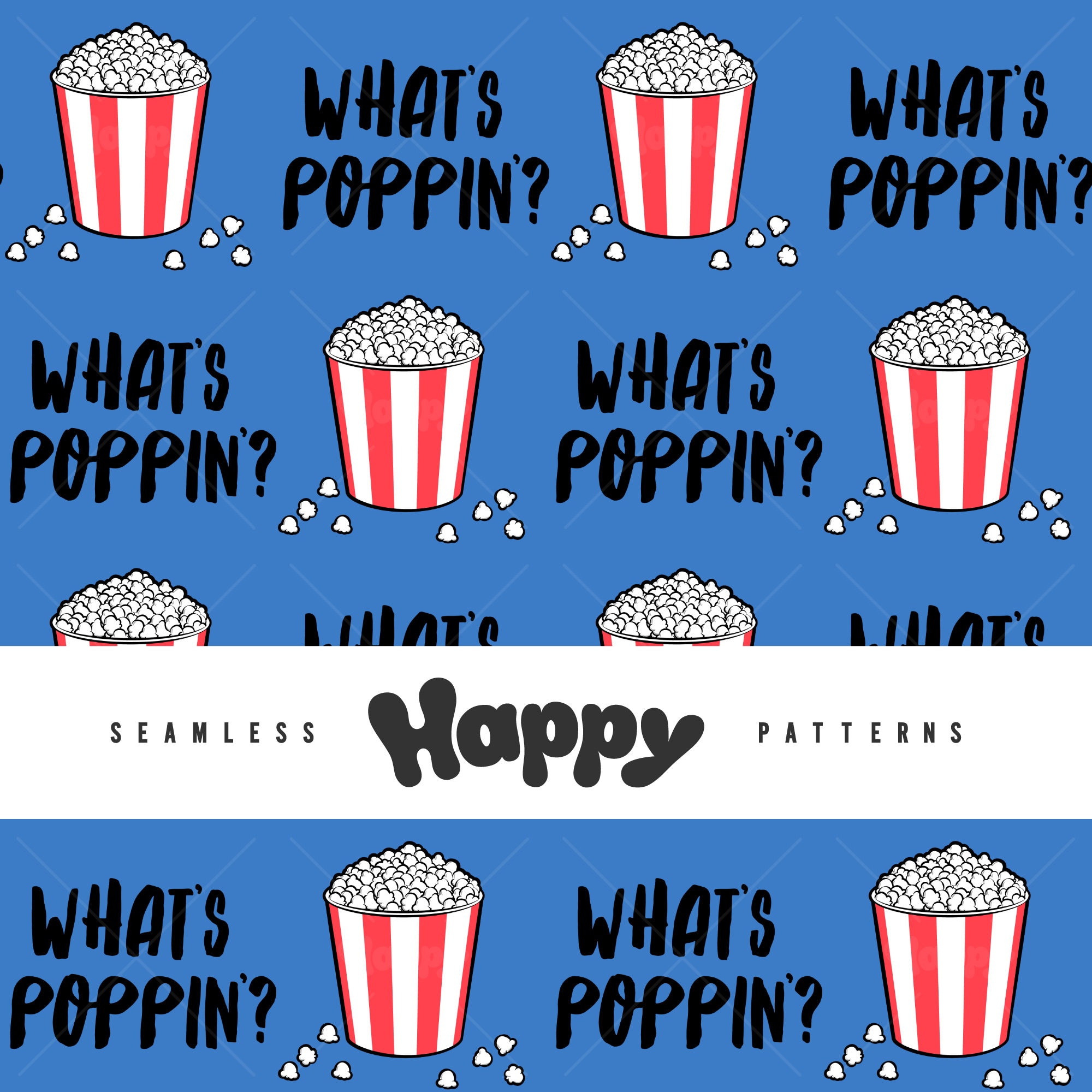 What's Poppin? Popcorn - Blue (seamless Digital File) - Etsy