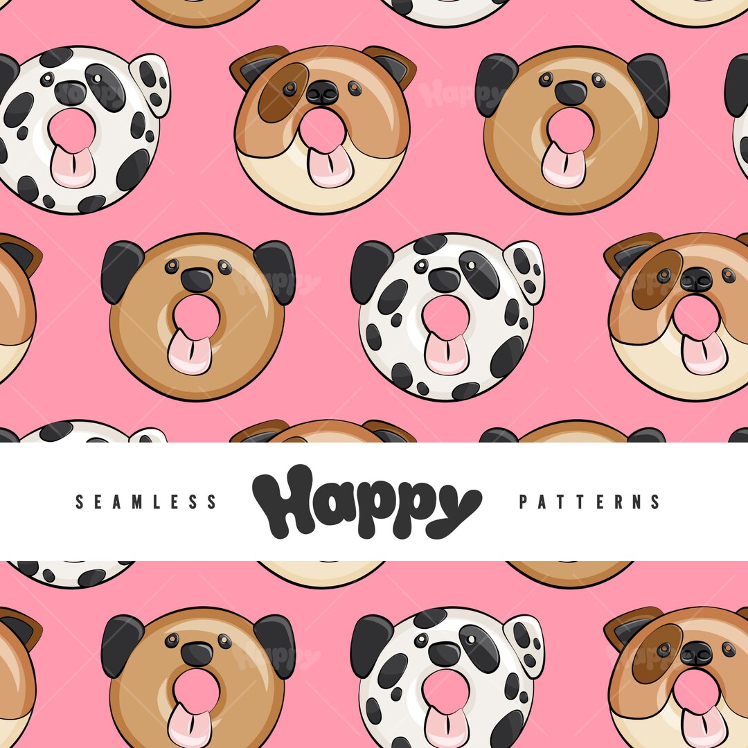 Dog Donuts Pinkseamless Digital File - Etsy