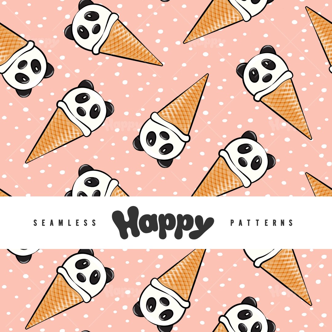 Panda Ice Cream Cone Toss - Blush(seamless Digital File) - Etsy