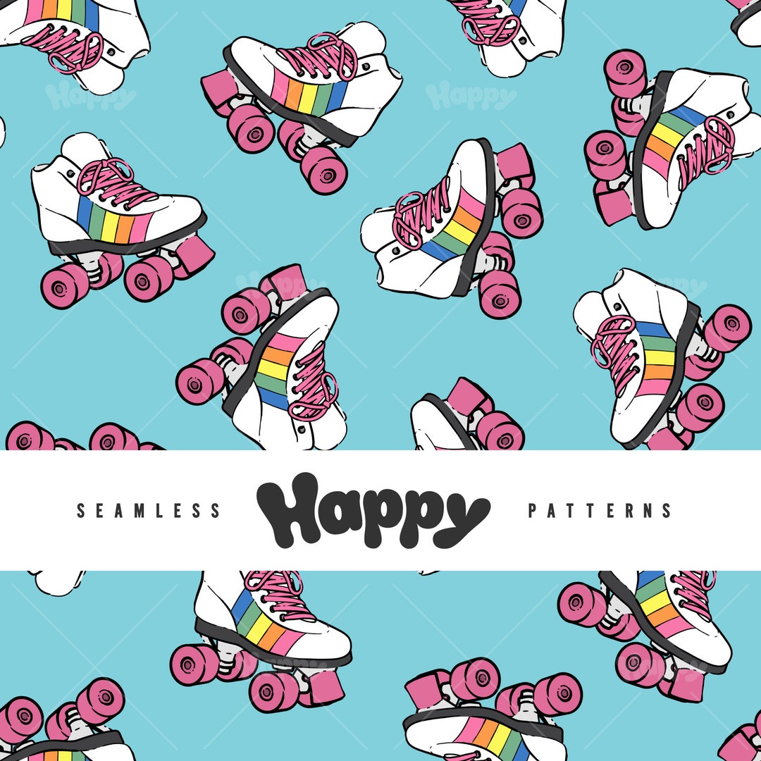 Retro Rainbow Roller Skates - Sky Blue(seamless Digital File) - Etsy