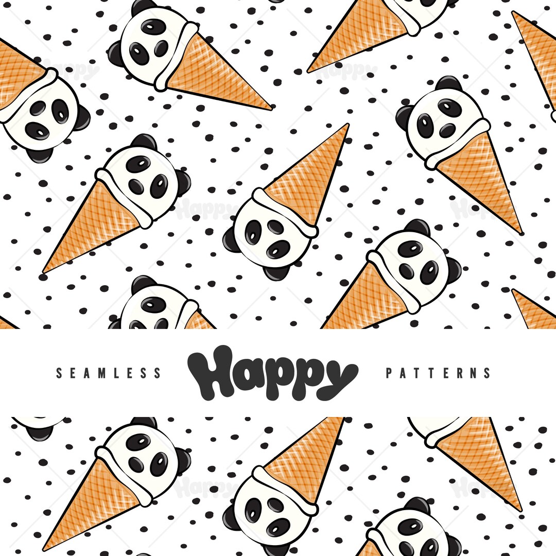Panda Ice Cream Cone Toss - White(seamless Digital File) - Etsy