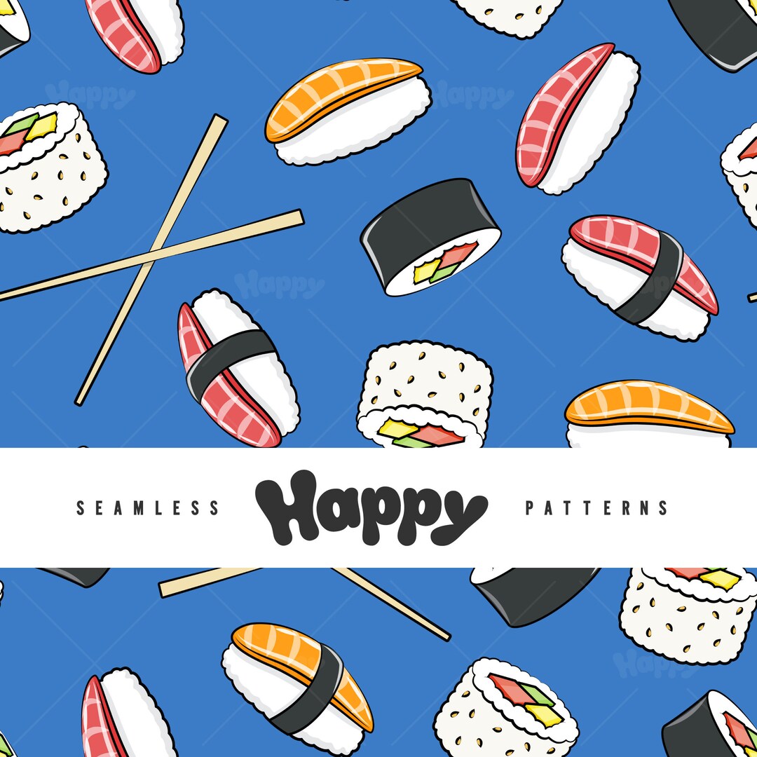 Sushi Toss - Blue (seamless Digital File) - Etsy