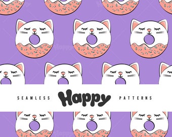Watercolor Donut Cat Art Print Cat With Donuts Artwork Funny Cat Art ...