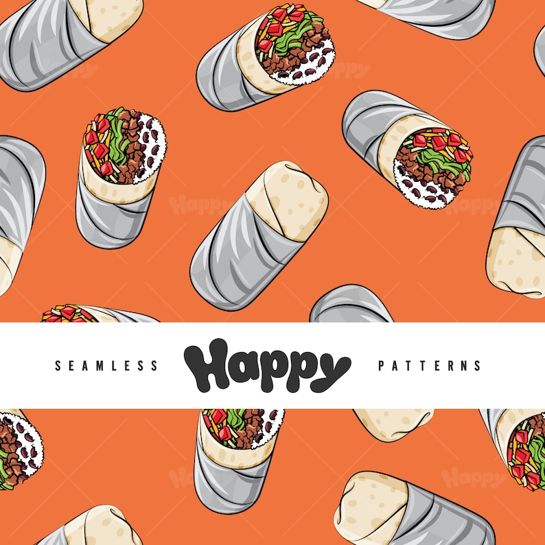 Burrito Toss - Orange(seamless Digital File) - Etsy