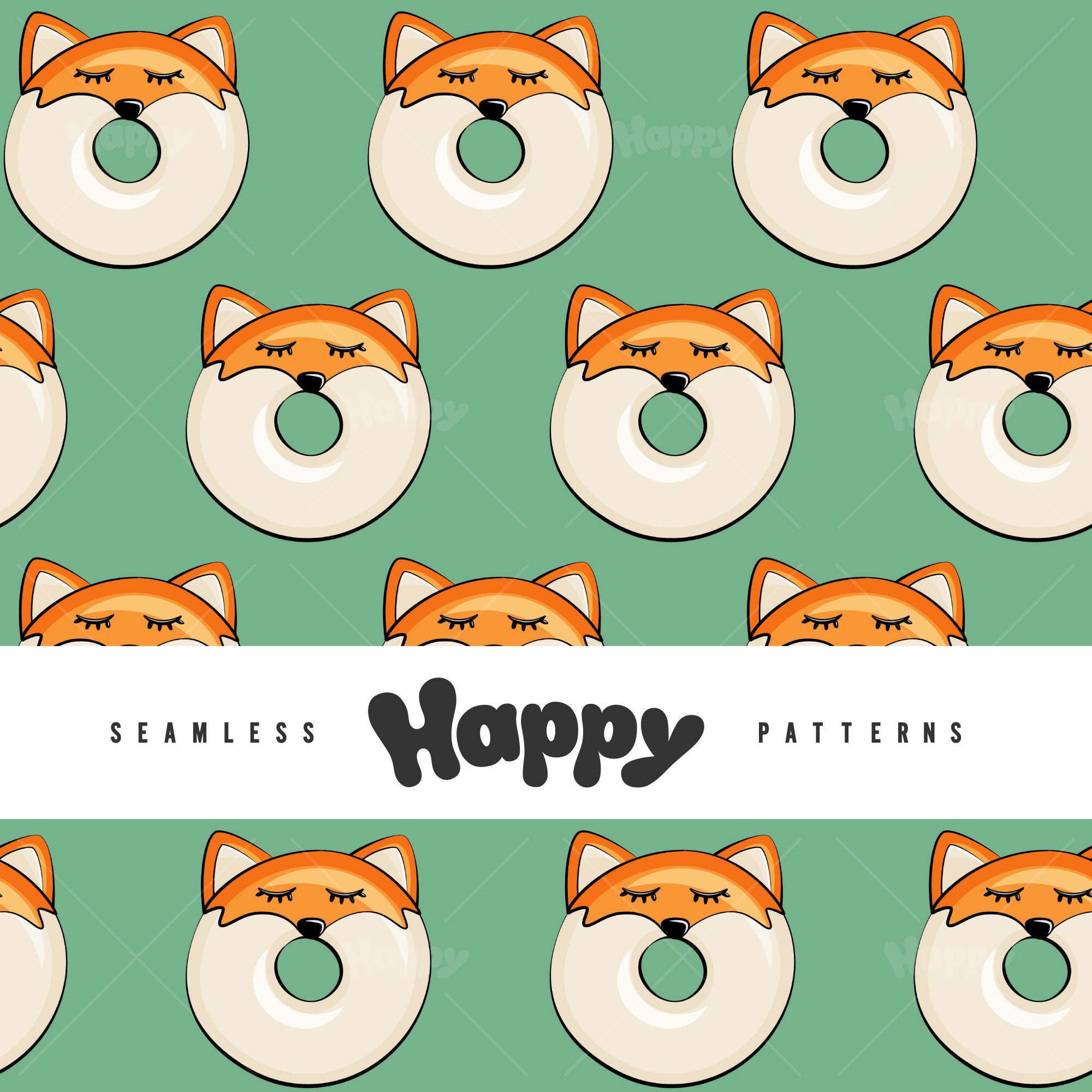 Fox Donuts Greenseamless Digital File - Etsy
