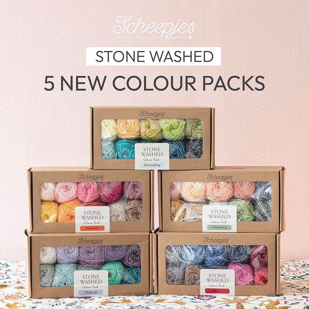 Scheepjes Stone Washed Yarn Colour Pack, Sport Weight Yarn 10 X 25g ...