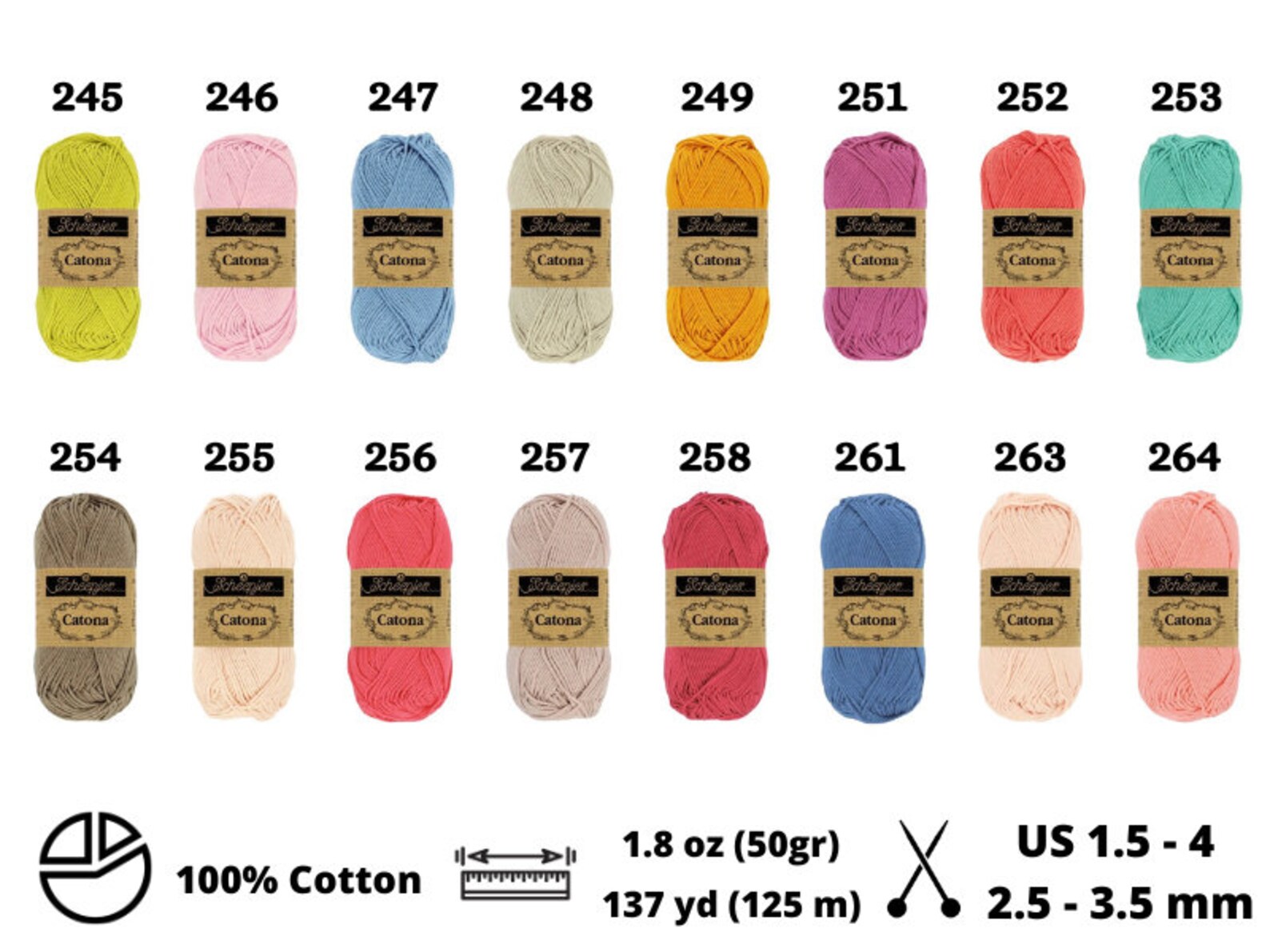Scheepjes Catona 100% Cotton Yarn / Knitting Crochet Yarn /amigurumi ...