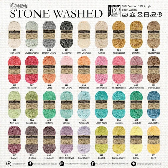 Scheepjes Stone Washed Knitting Yarn Sport Weight Soft - Etsy