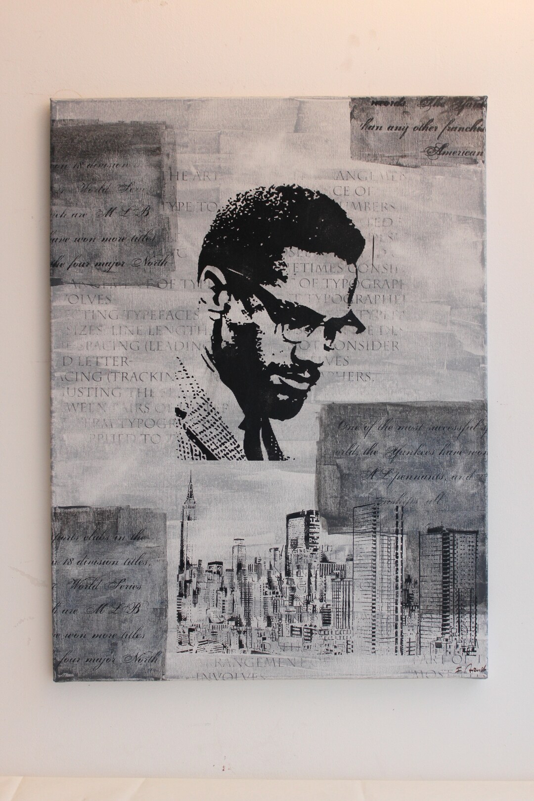 Unique Screen Print Picture malcolm X Grey 60x80 - Etsy
