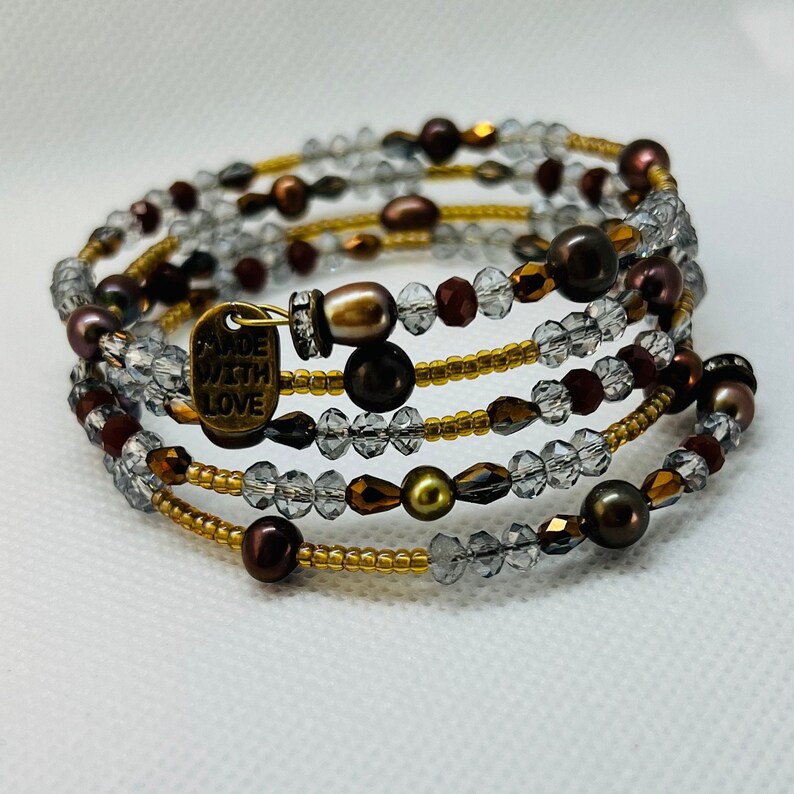 Memory Wire Wrap Bracelet: Antique Swirl of Pearls - Etsy