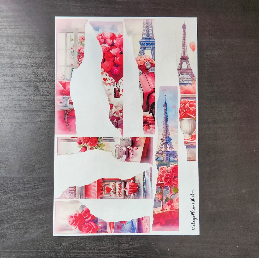 Large Sweet Valentine Torn Edge Stickers - Etsy
