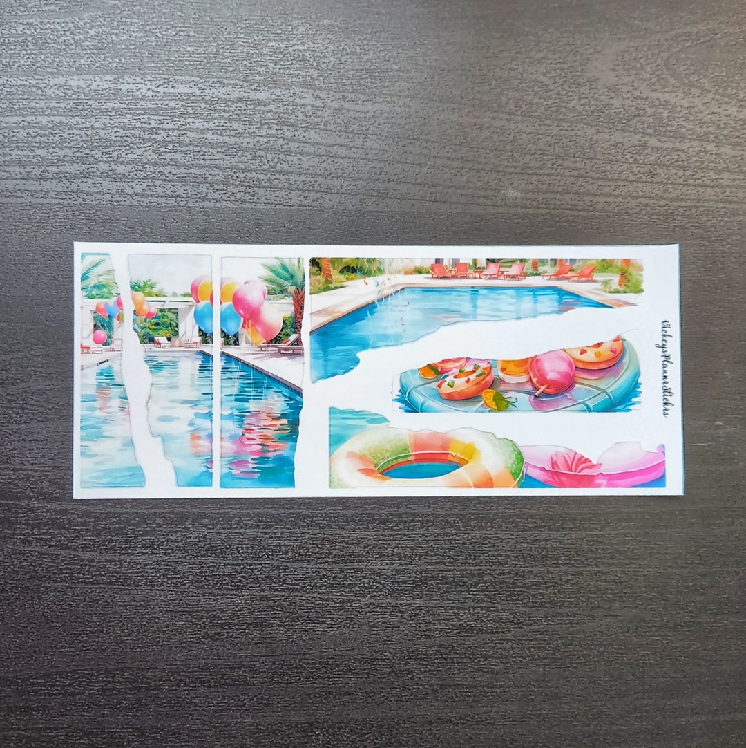 Small Pool Party Torn Edge Stickers - Etsy