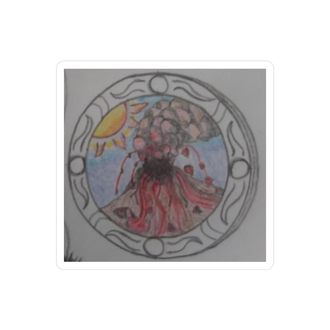 Kiss-cut Vinyl Decals Erupting Volcano Sketch Art - Etsy