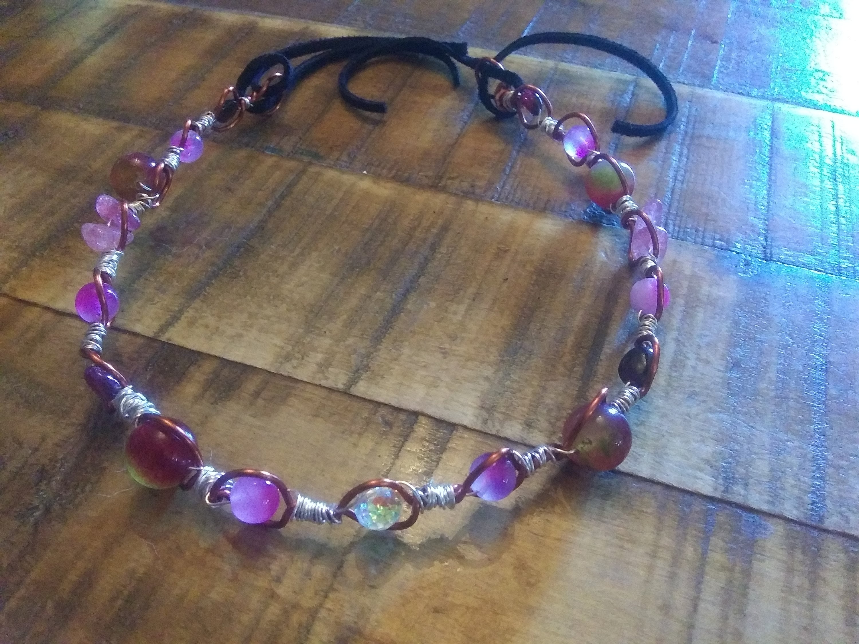 Copper, Silver and Gemstone Tiara With Strawberry Quartz Crystal, Pink ...