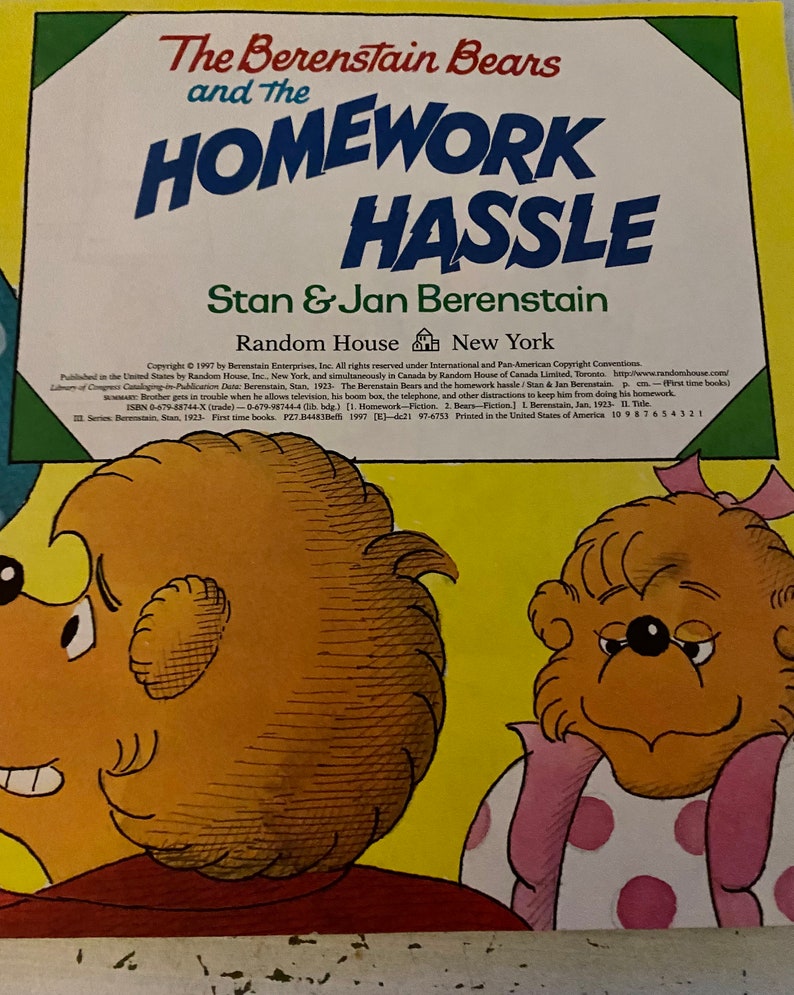 The Homework Hassle Berenstain Bears by Stan & Jan Berenstain. Vintage ...