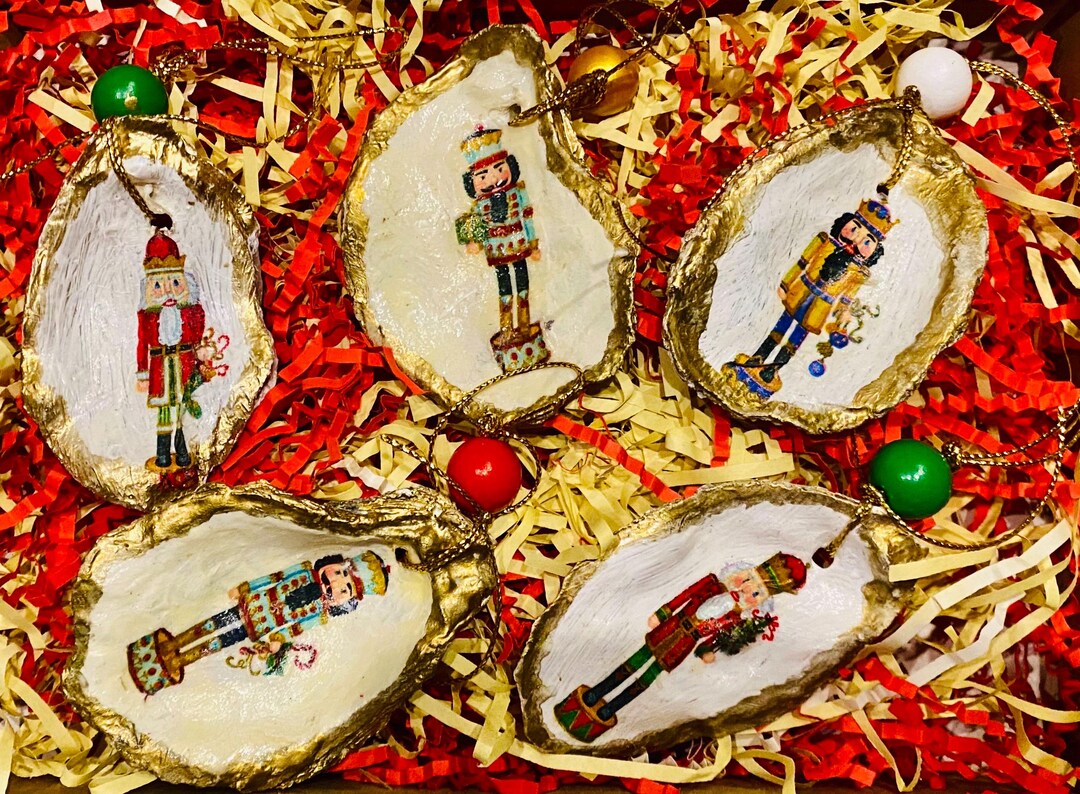 Nutcracker Oyster Ornament Set. Handcrafted. - Etsy