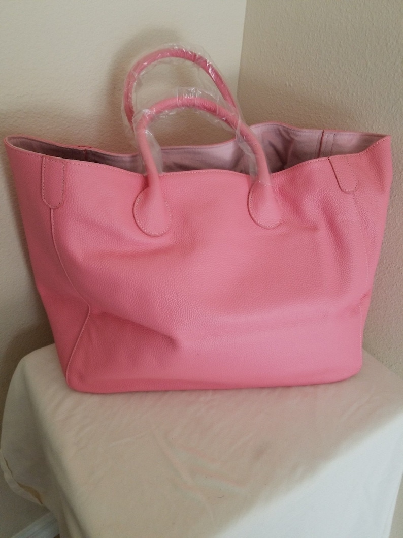 Ladies Large Pink Leather Tote Shoulder Bag - Etsy