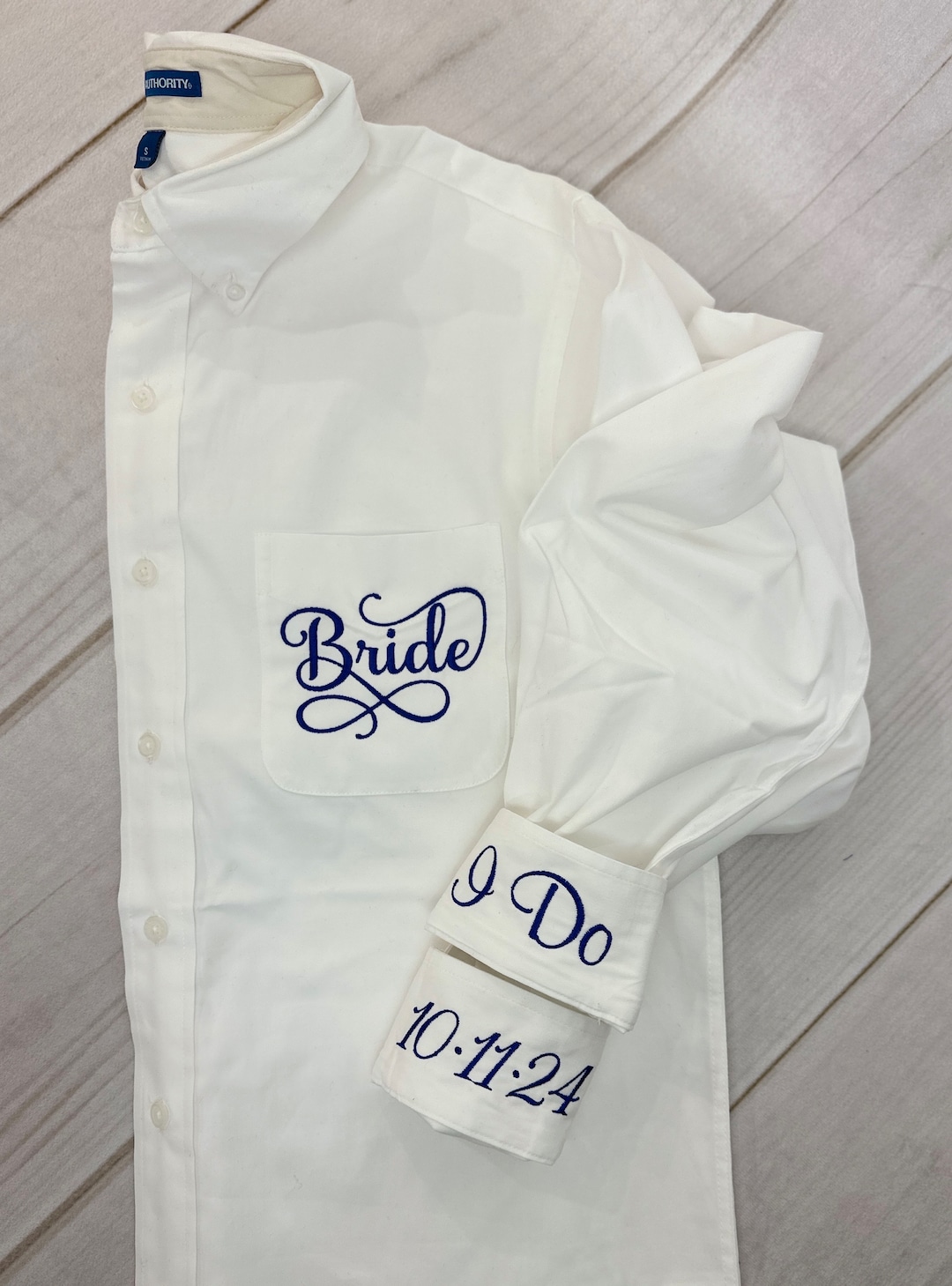 Bride Get Ready Shirt L Button Down White Bridal Shirt L Embroidered ...