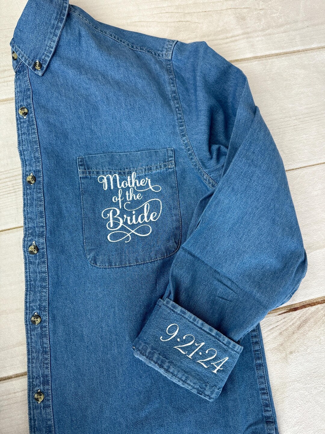 Custom Cuff Embroidery on Wedding Get Ready Shirts - Etsy