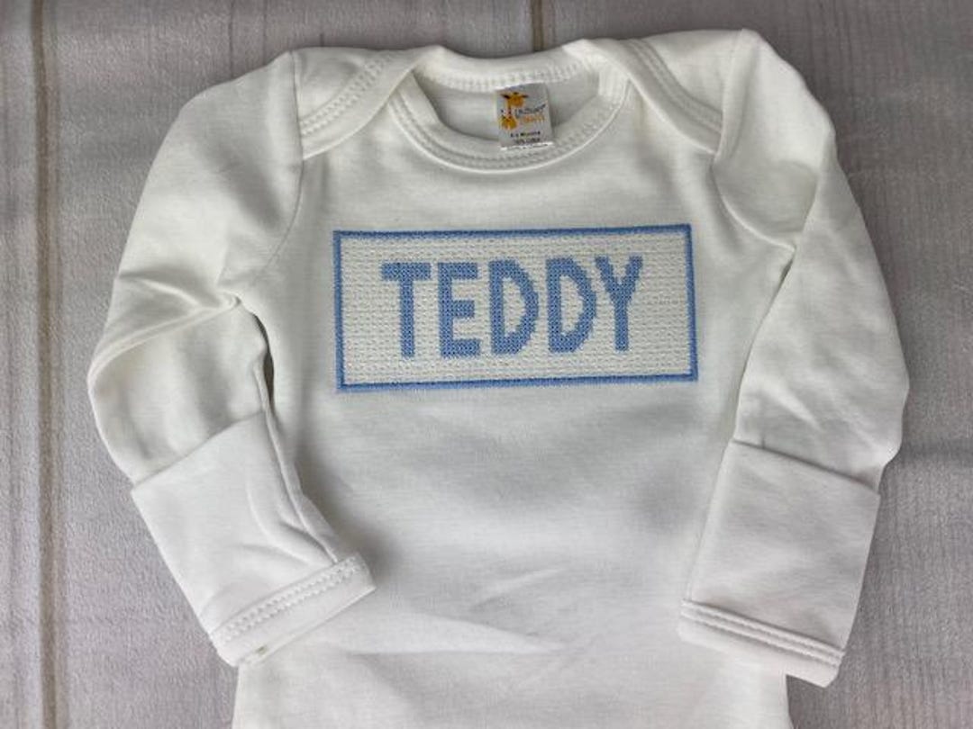 Boy Coming Home Gown Faux Smocked Name L Boy Baby Gown L Newborn Outfit ...