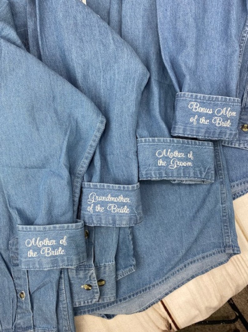 Wedding Party Denim Shirt | Embroidered Cuffs | Oversized Casual Shirts ...