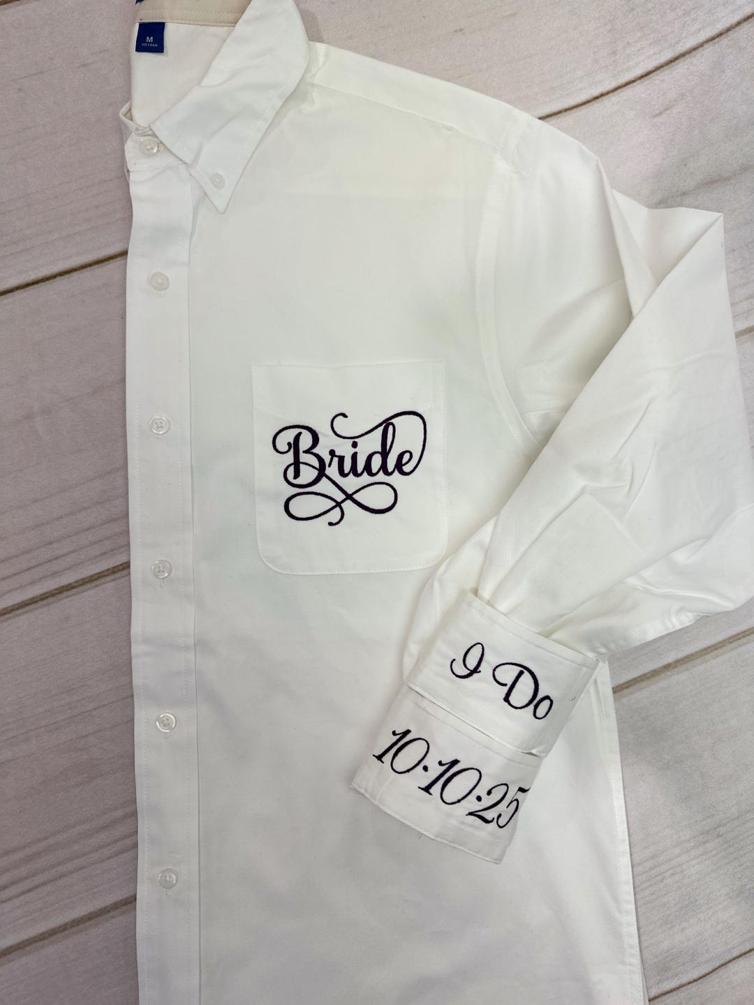 Bride Get Ready Shirt L Button Down White Bridal Shirt L Embroidered ...