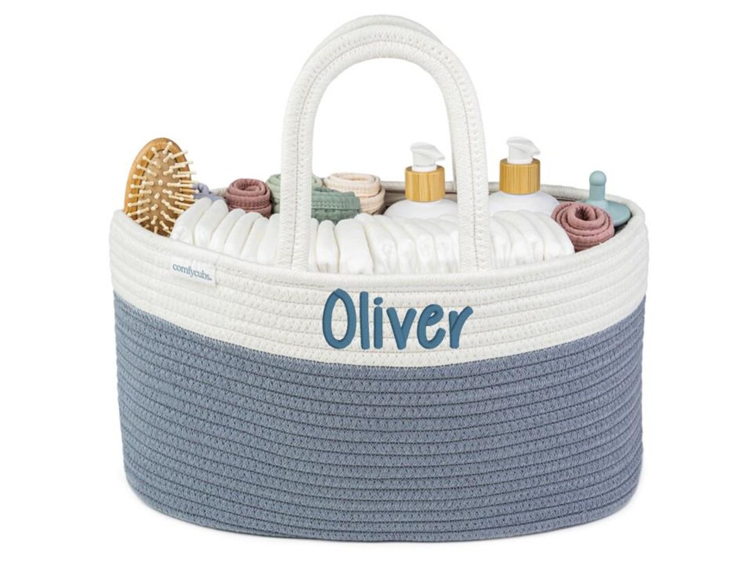 Diaper Caddy Basket Rope Basket Personalized Diaper Caddy Diaper Caddy ...