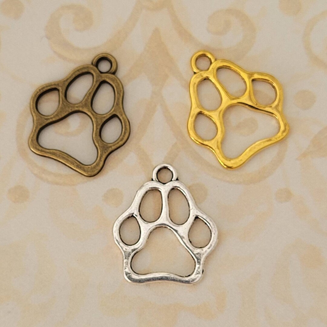 Pawprint, Metal, Gold Coloured, Silver Coloured or Bronze Coloured ...