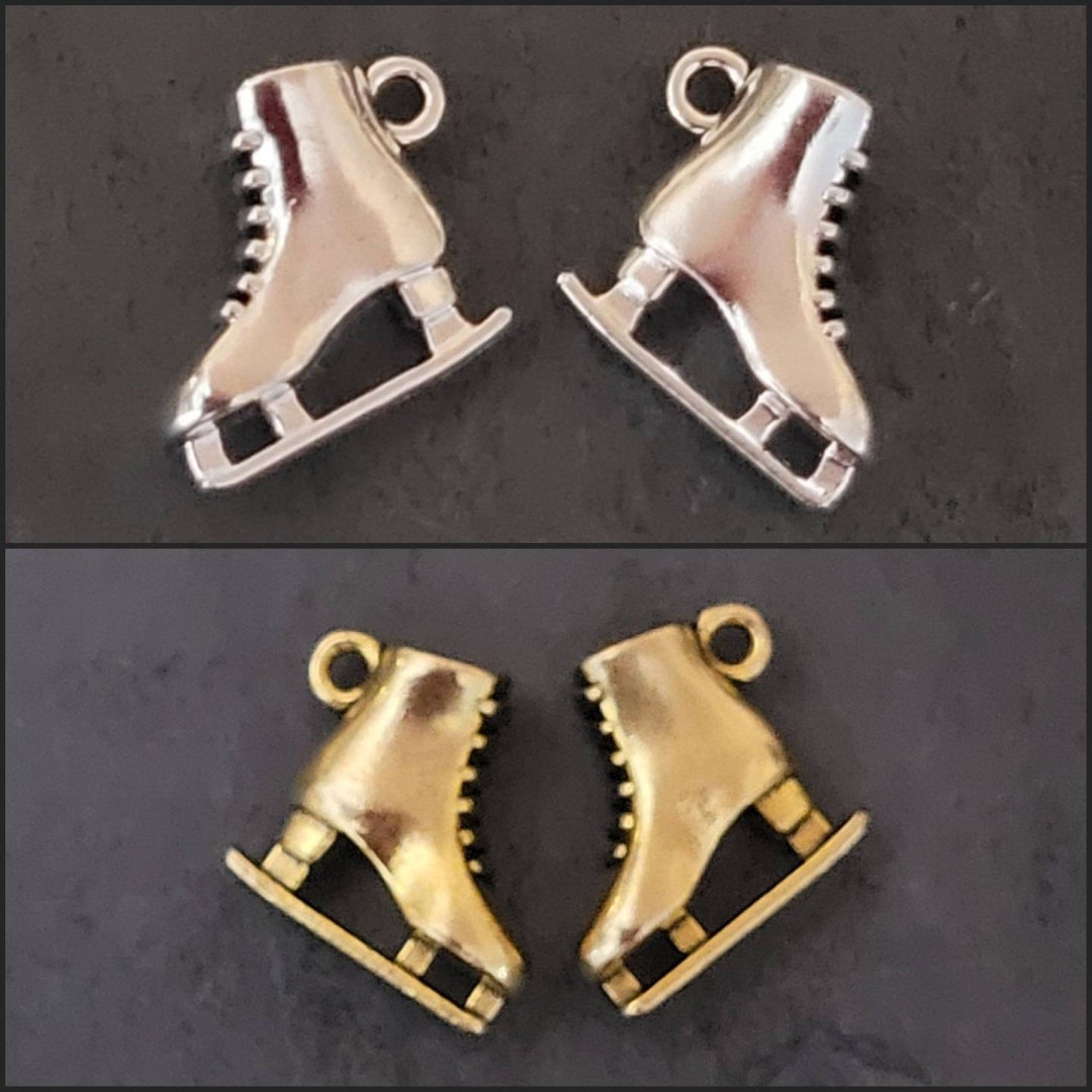 Shiny Ice Skate Charm, Silver Coloured or Gold Coloured Metal, Pendant ...