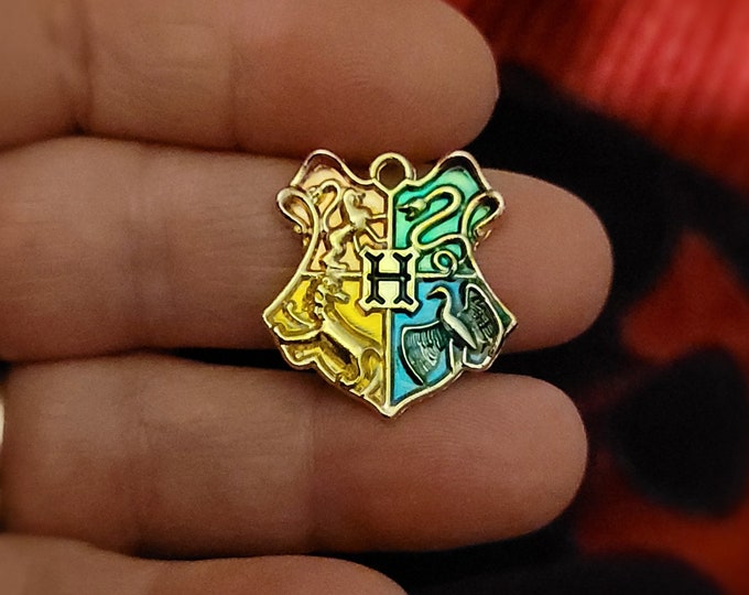 Wizard School Coat of Arms Charm,gold Coloured, Enamel, House, Shield ...