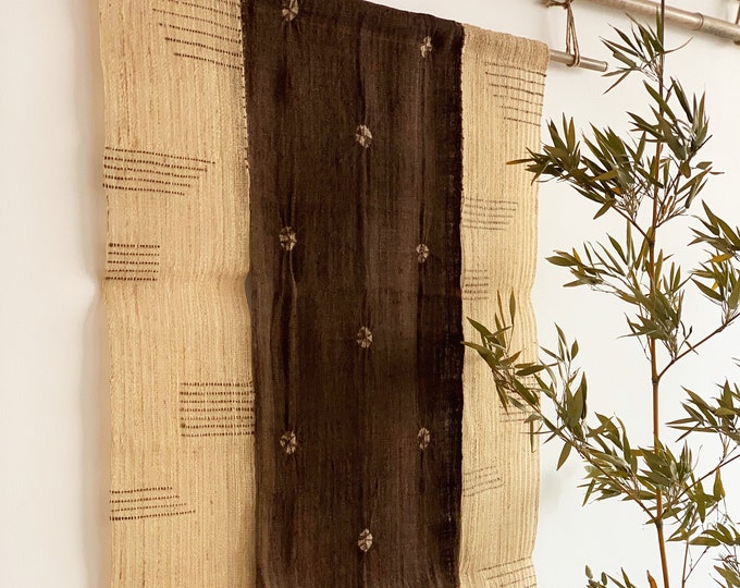 Japanese Linen Noren Curtain - 3 Panels - Handwoven Natural Ramie ...