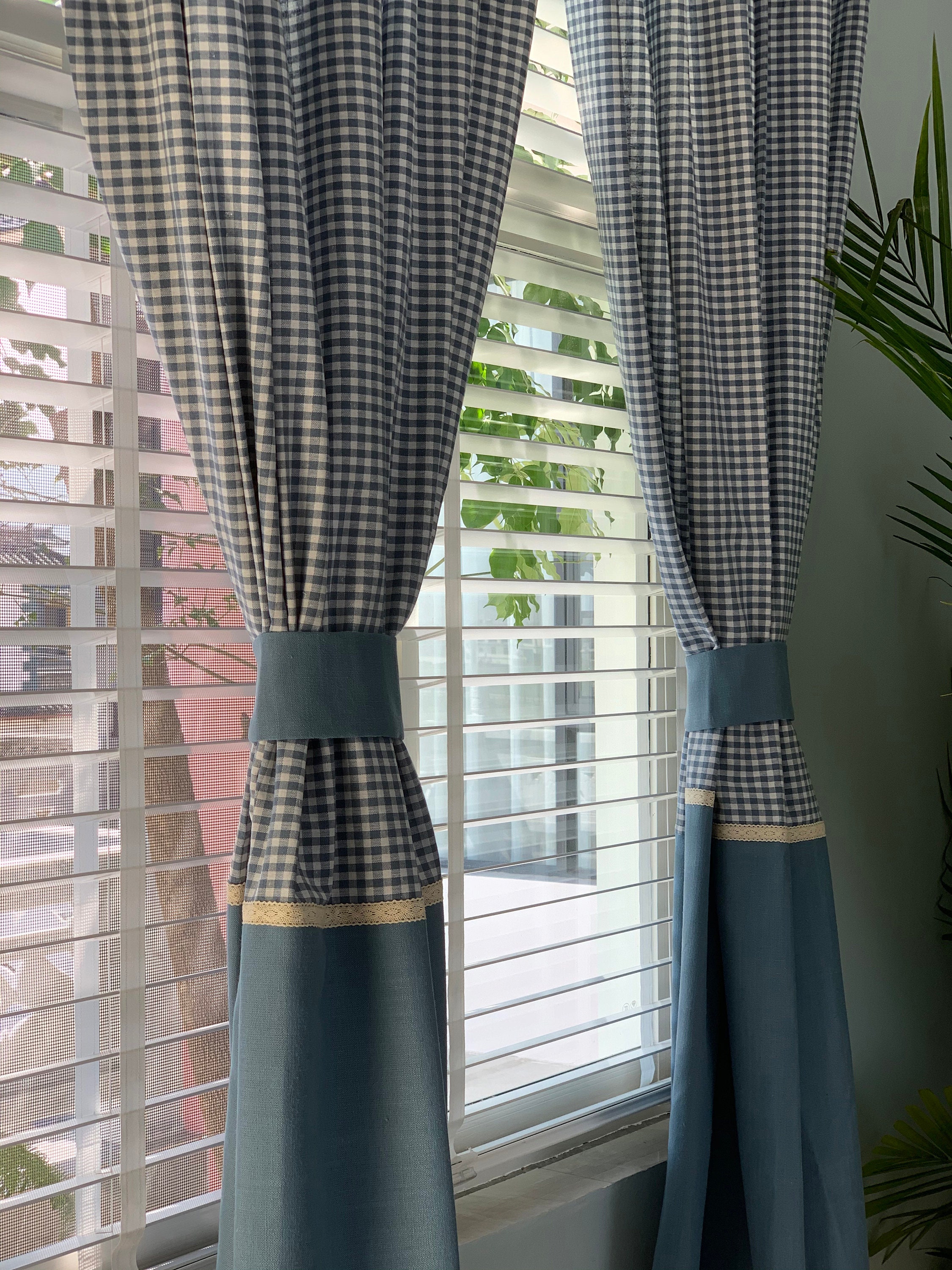 Japanese Style Rustic Window Curtain Combined Fabrics of - Etsy