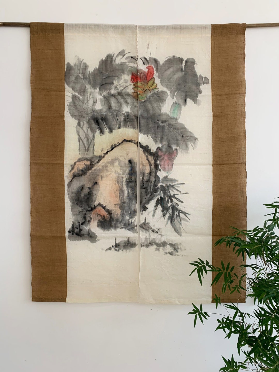 Japanese Style Noren Curtain Natural Linen Natural Dyed - Etsy