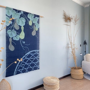 Japanese Style Noren Curtain - Natural Handwoven Ramie - Natural Dyed ...