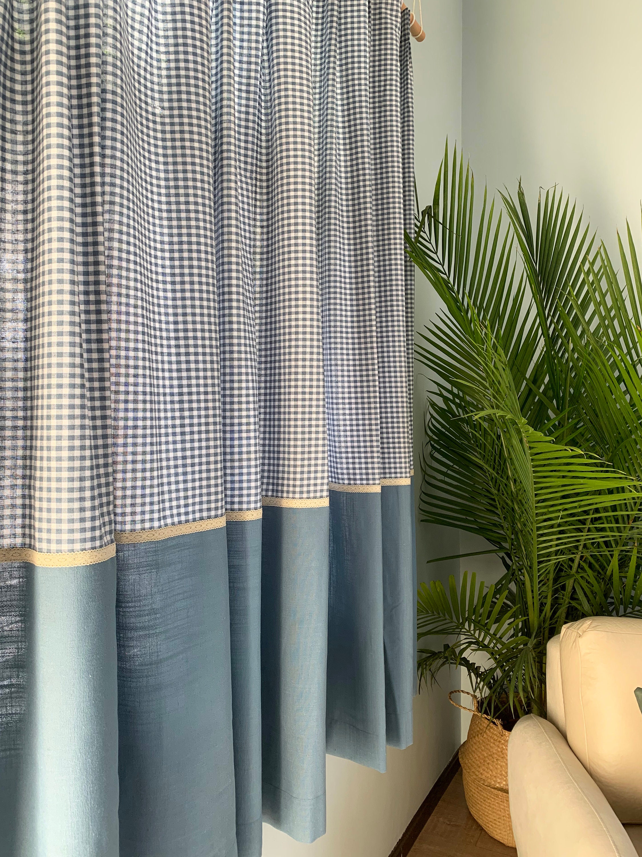 Japanese Style Rustic Window Curtain Combined Fabrics of | Etsy