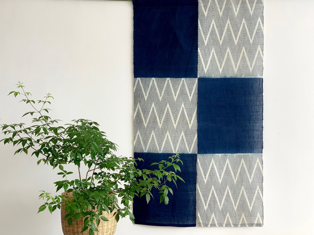 Japanese Style Noren Curtain - Natural Handwoven Ramie - Natural Dyed ...
