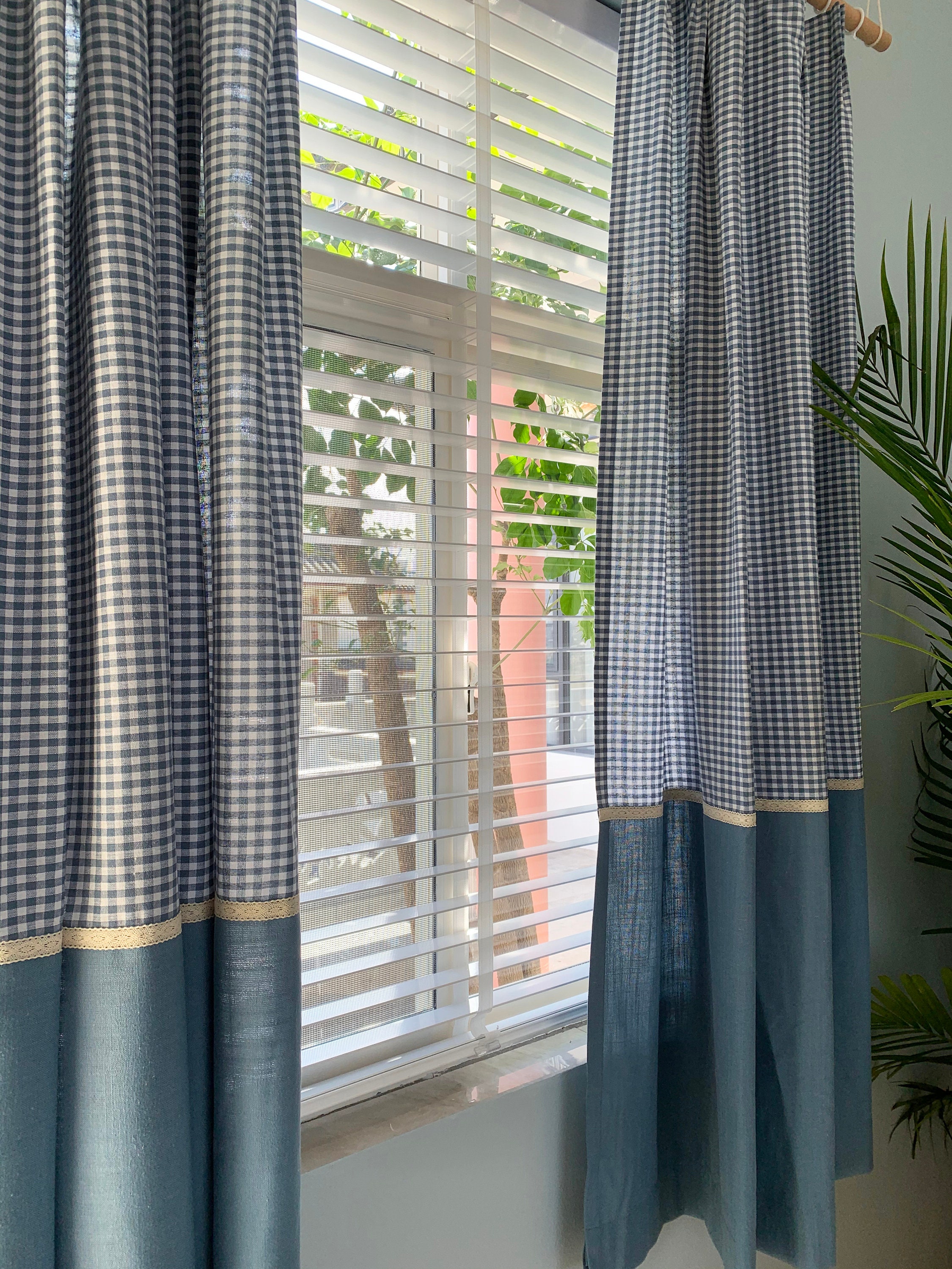 Japanese Style Rustic Window Curtain Combined Fabrics of | Etsy