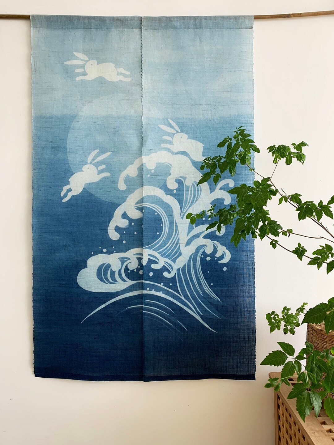 Japanese Style Noren Curtain Natural Handwoven Ramie Natural Dyed ...