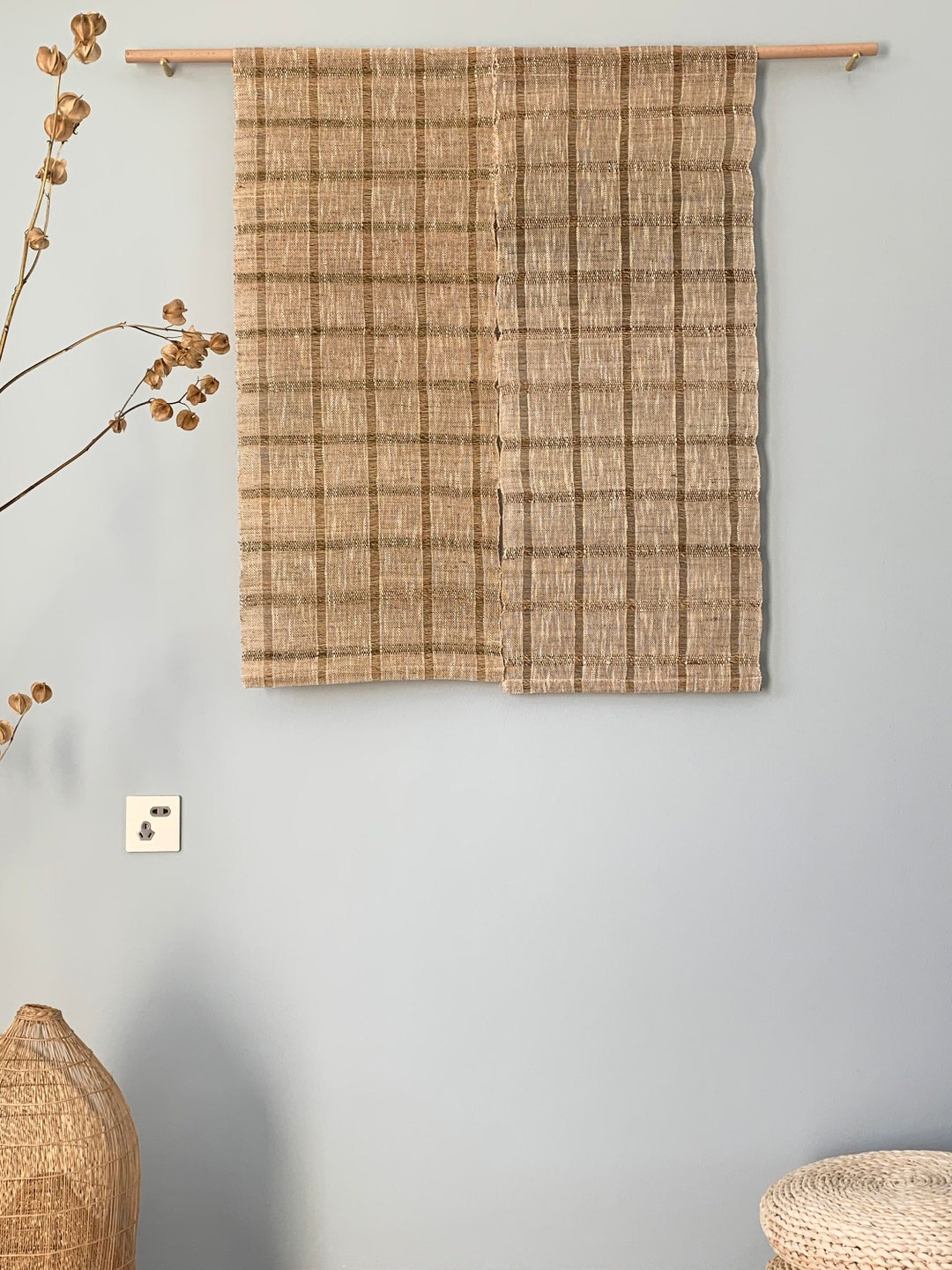 Japanese Style Curtain - Thick Linen Noren - Camel Color - Lace Curtain ...